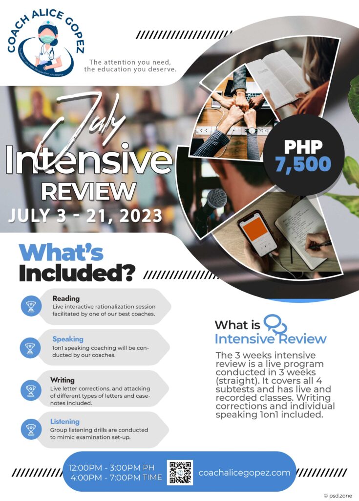 July 2023 Intensive Review - Coach Alice Gopez